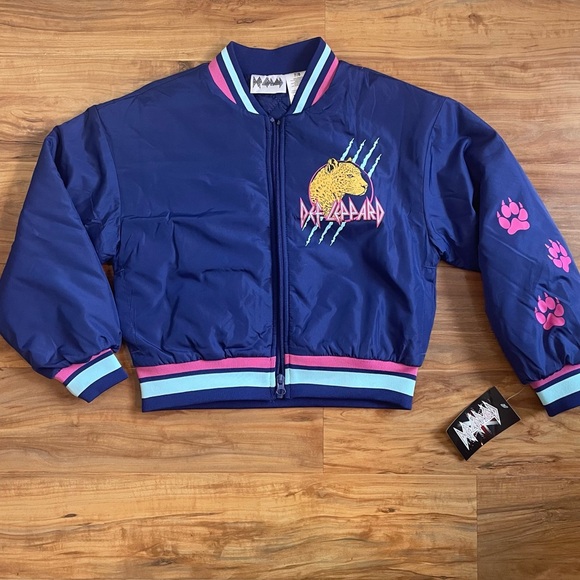 Def Leppard | Jackets & Coats | Def Leppard Blue And Pink Puffer Jacket ...